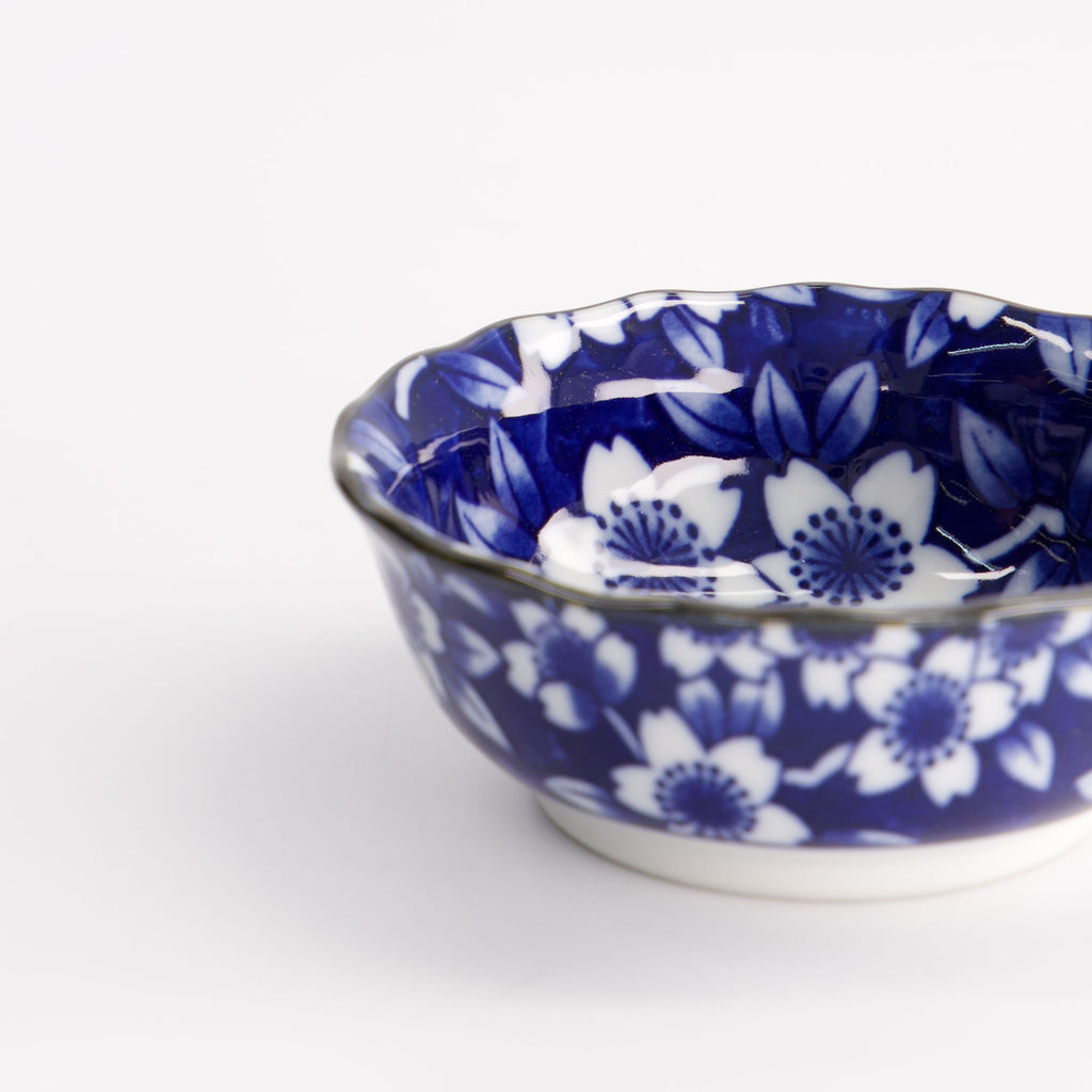 Tokyo Design Studio | Dami Sakura Floral Sauce Bowl - Blue & White (9cm ...