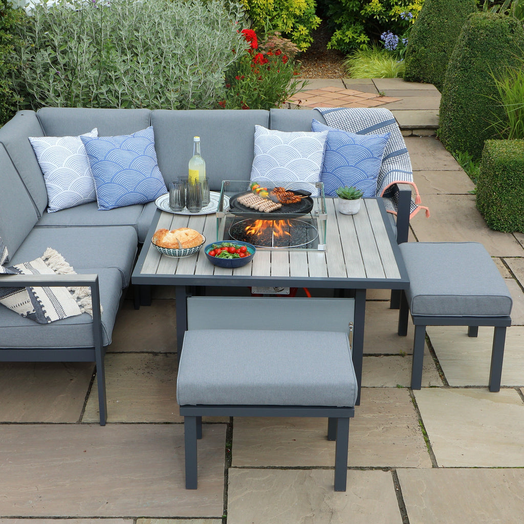 Turin Compact Dining Set with Gas Firepit | About Living