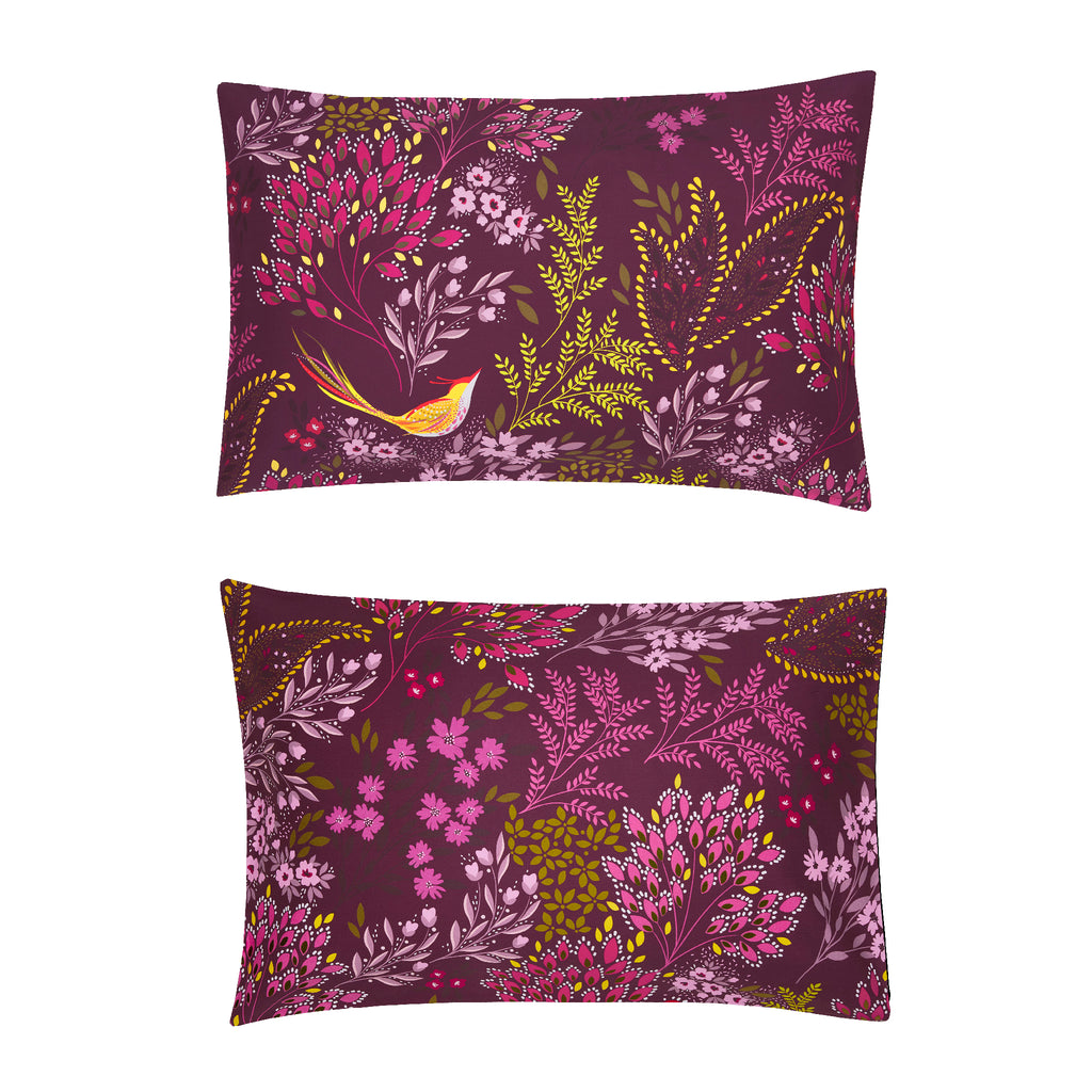 Songbird Duvet Cover & Pillowcase Set - Plum | About Living