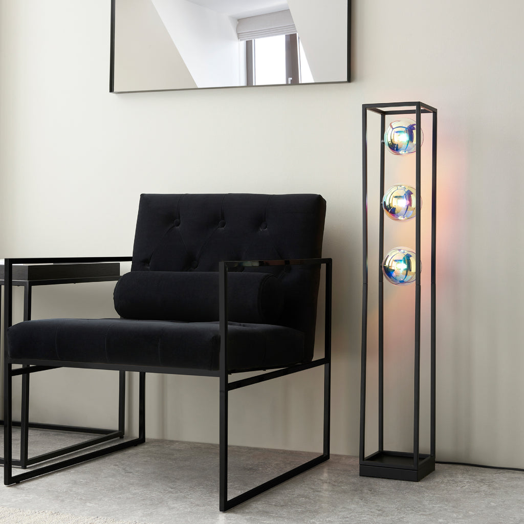 Gallery | Kinjo Iridescent 3 Sphere Floor Lamp - Matt Black – About Living