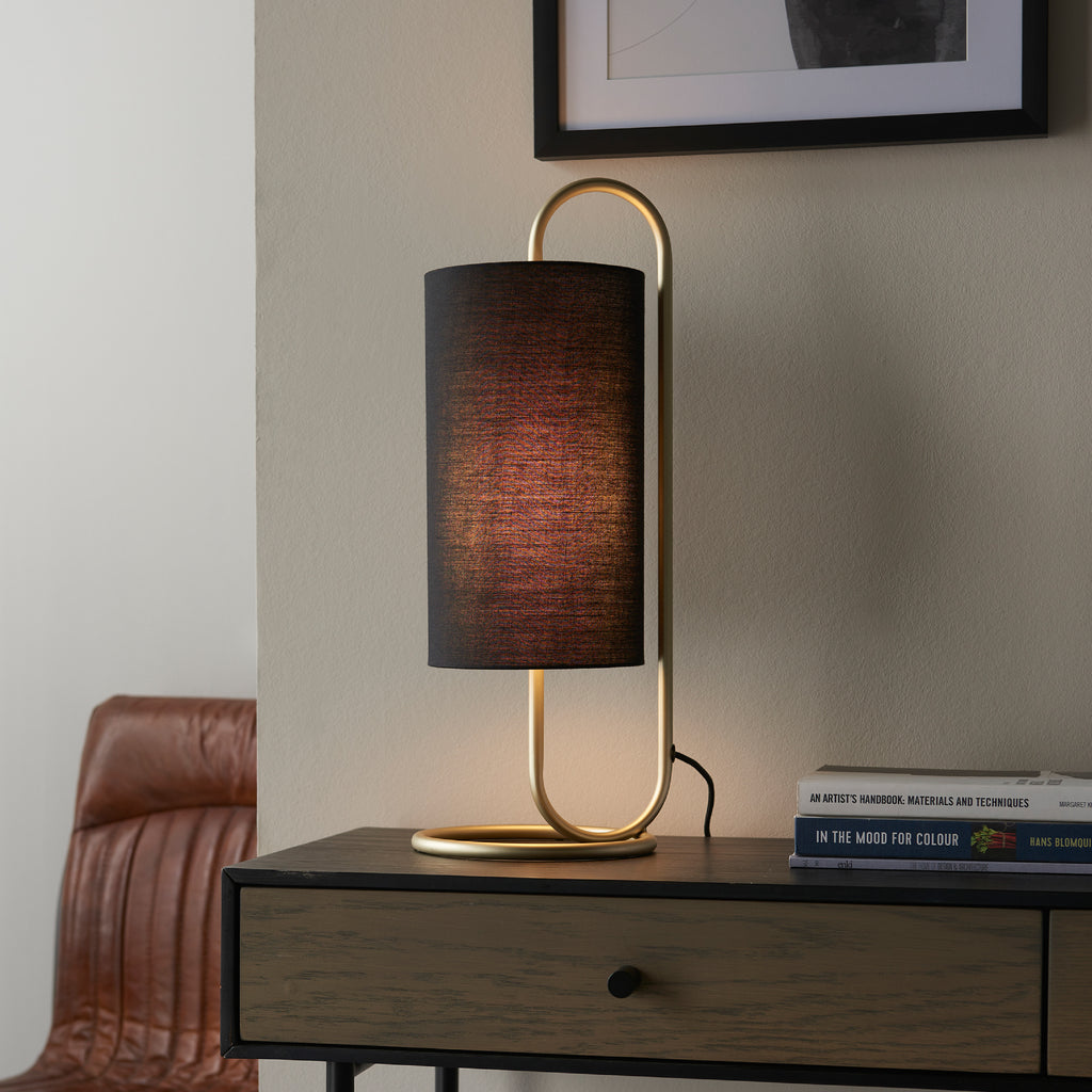 Gallery | Klip Floating Cylinder Table Lamp - Antique Brass/Black ...