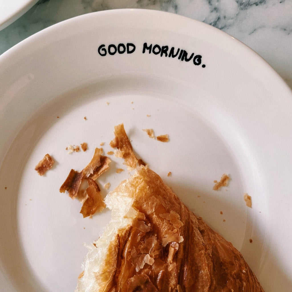 Anna + Nina | 'Good Morning' Breakfast Plate - White – About Living