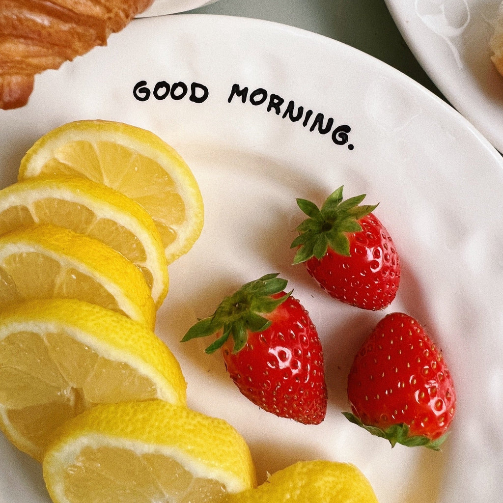 Anna + Nina | 'Good Morning' Breakfast Plate - White – About Living