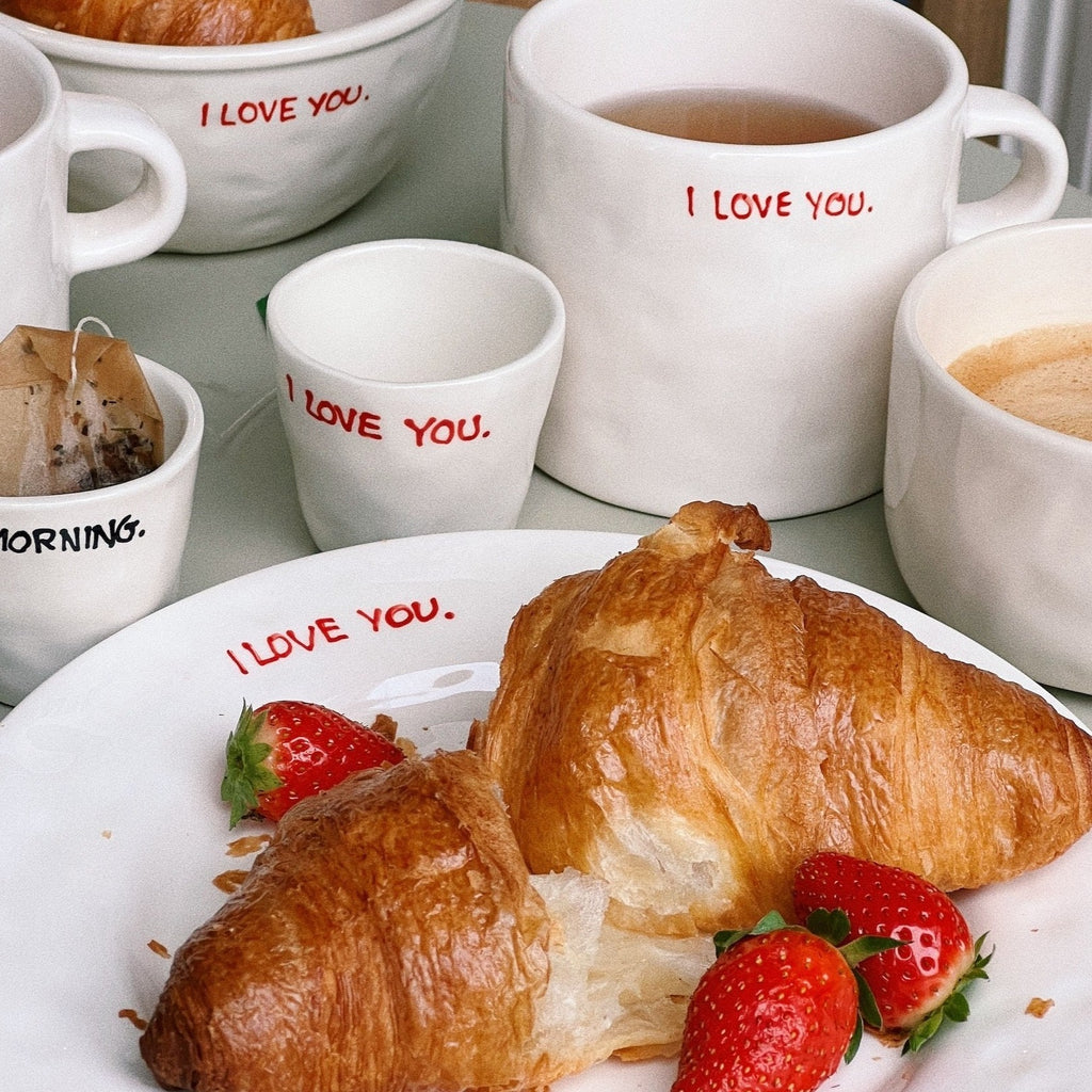 Anna + Nina | 'I Love You' Ceramic Breakfast Plate - White – About Living