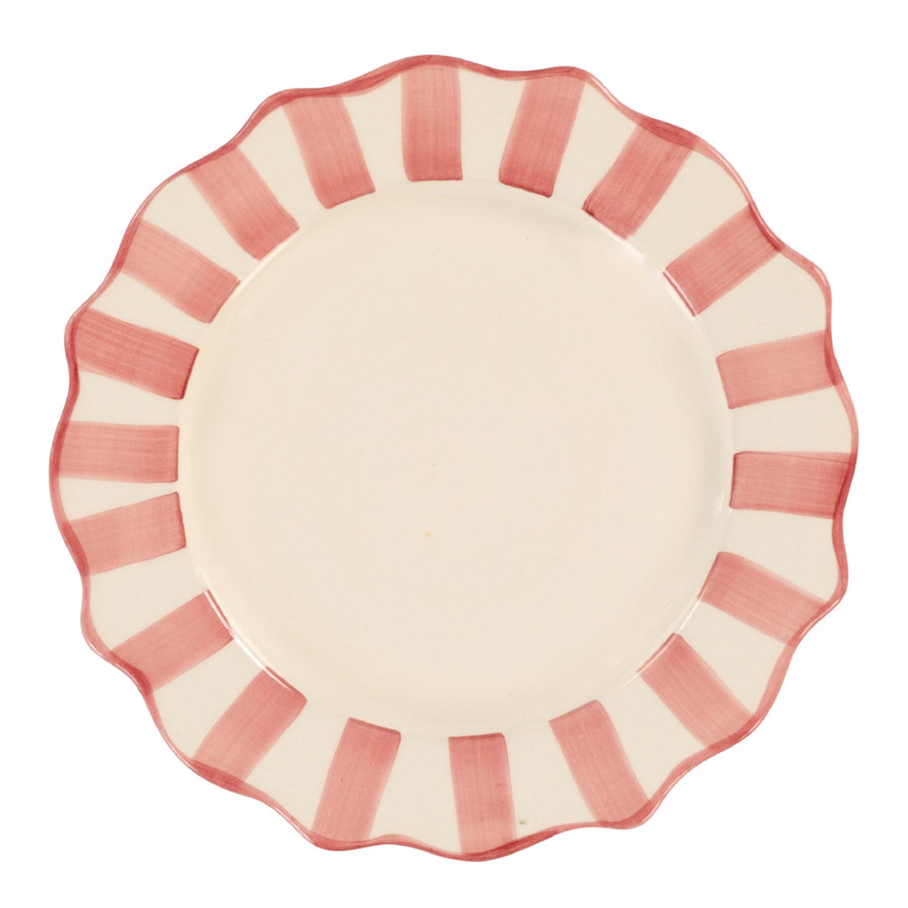 Anna + Nina | Scalloped Edge Dinner Plate (Pink & White) – About Living