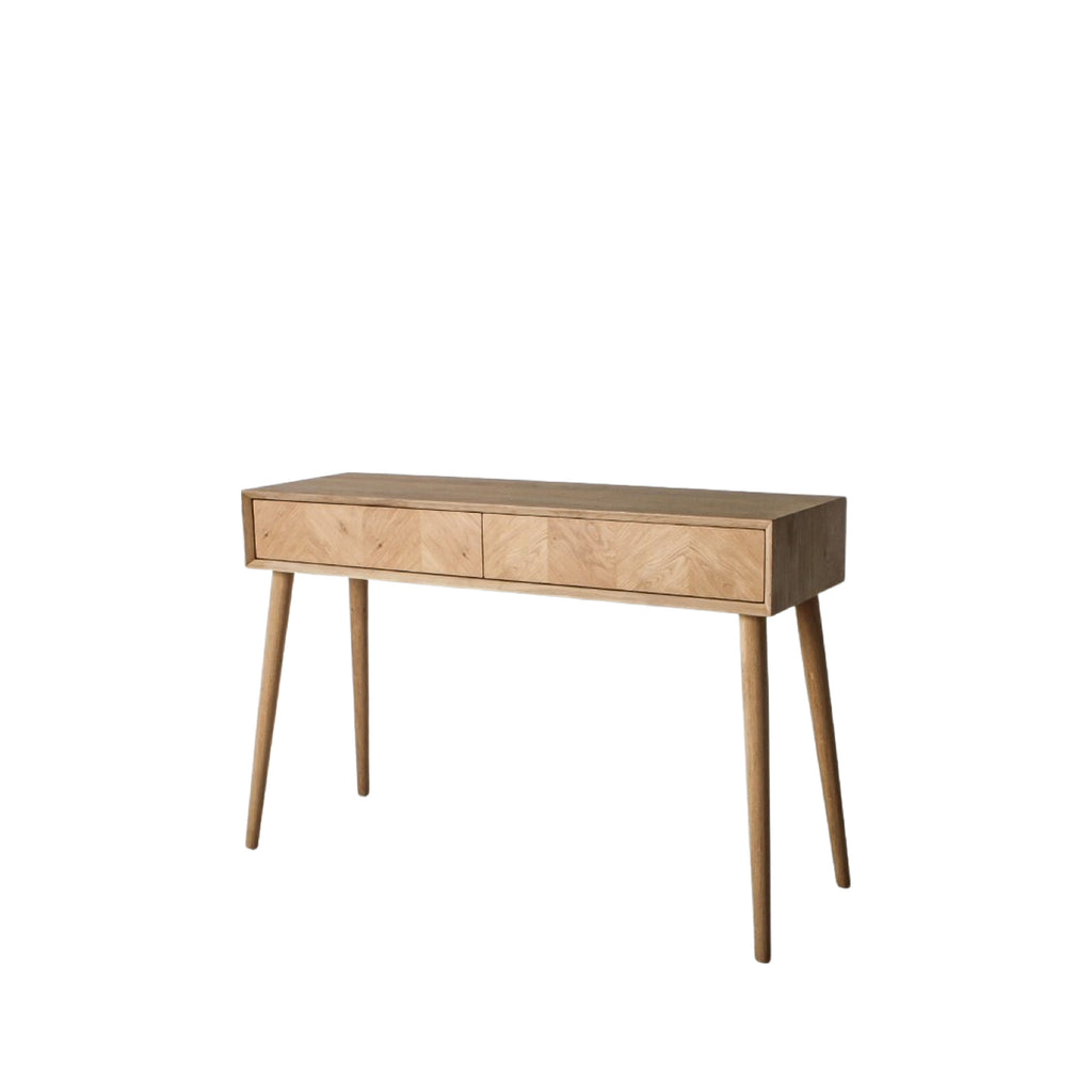 Gallery | Milano Chevron 2 Drawer Console Table - Oak – About Living