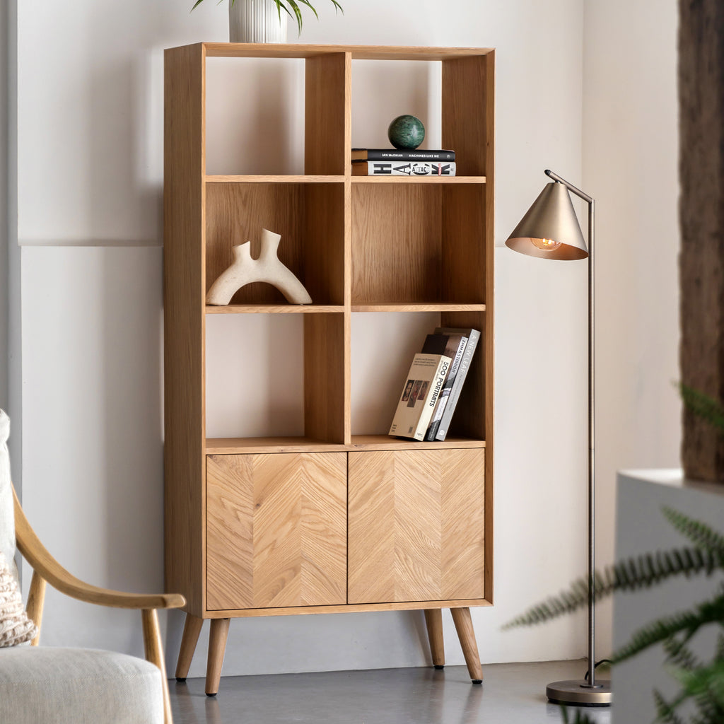 Gallery | Milano Chevron 2 Door Open Display Unit - Oak – About Living