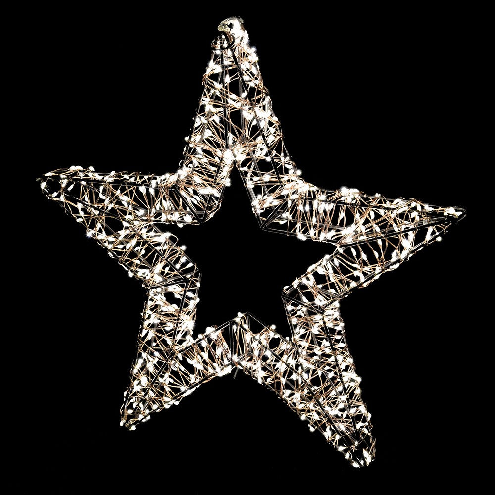 Christmas by AL | Hanging LED Star Decoration - Gold Iron (35cm ...