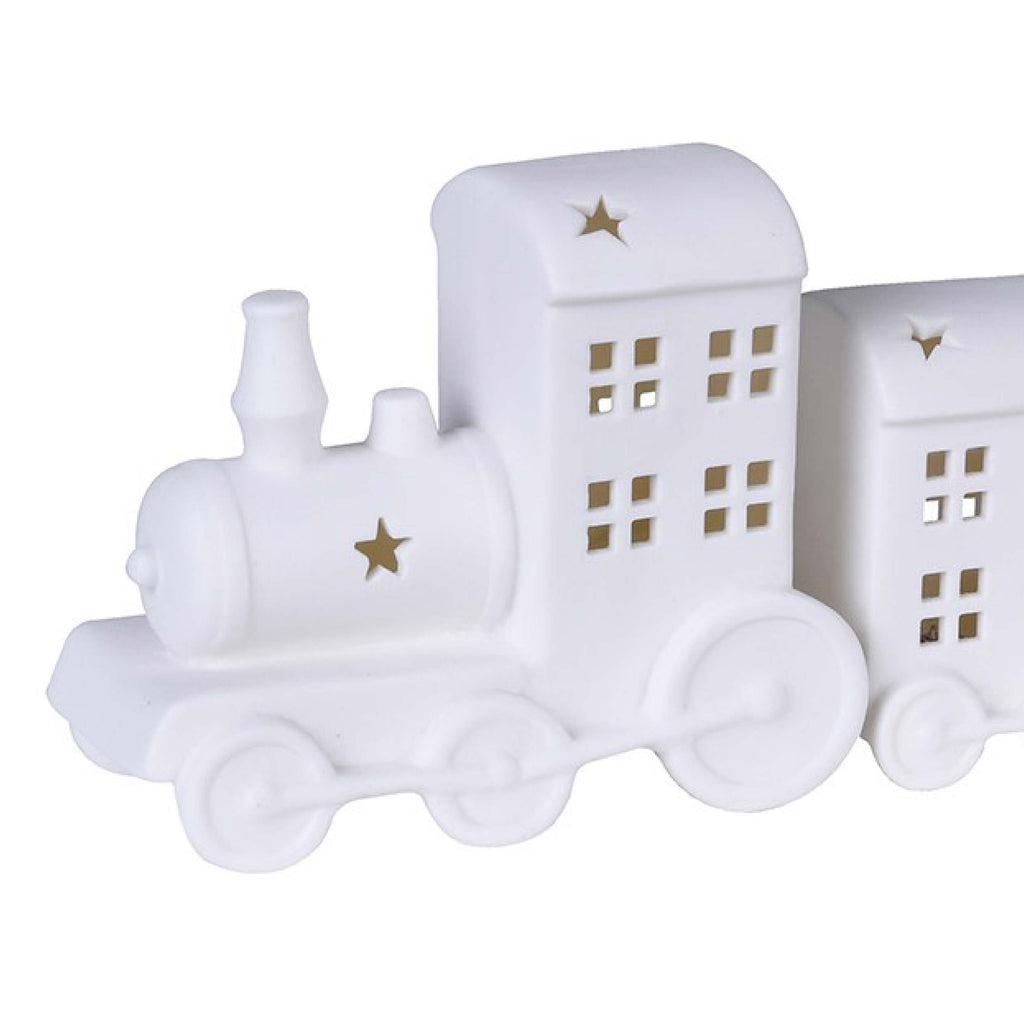 Christmas by AL | LED Christmas Train Decoration - White Ceramic (26cm ...