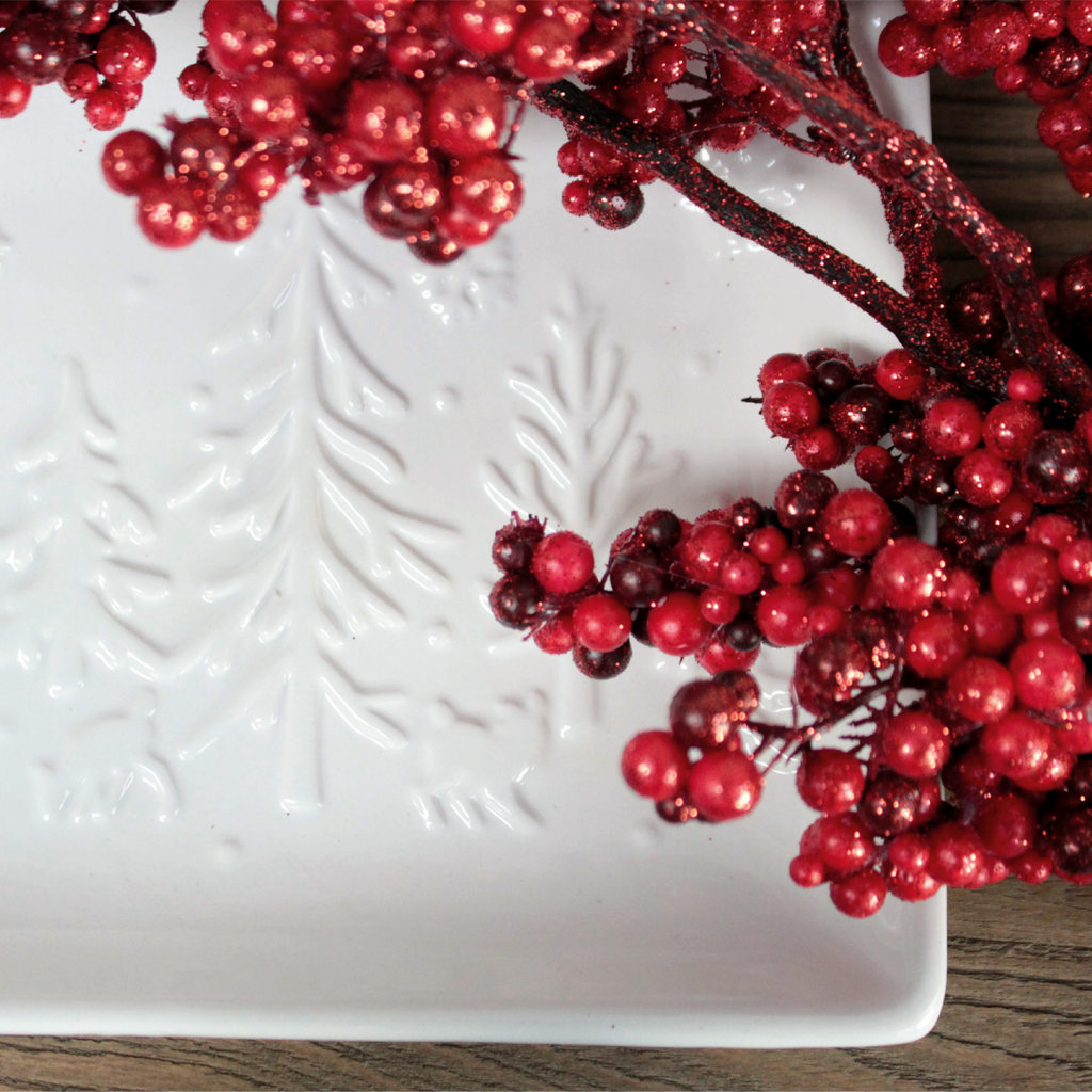 CHRISTMAS by AL | Embossed Christmas Tree Serving Dishes - White (Set ...