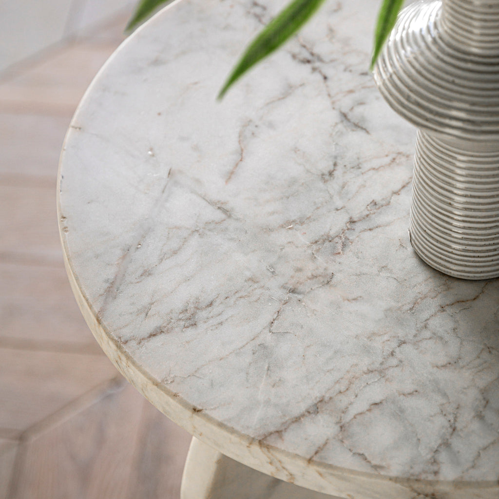 Designed by Gallery | Amalfi Side Table - White Marble – About Living