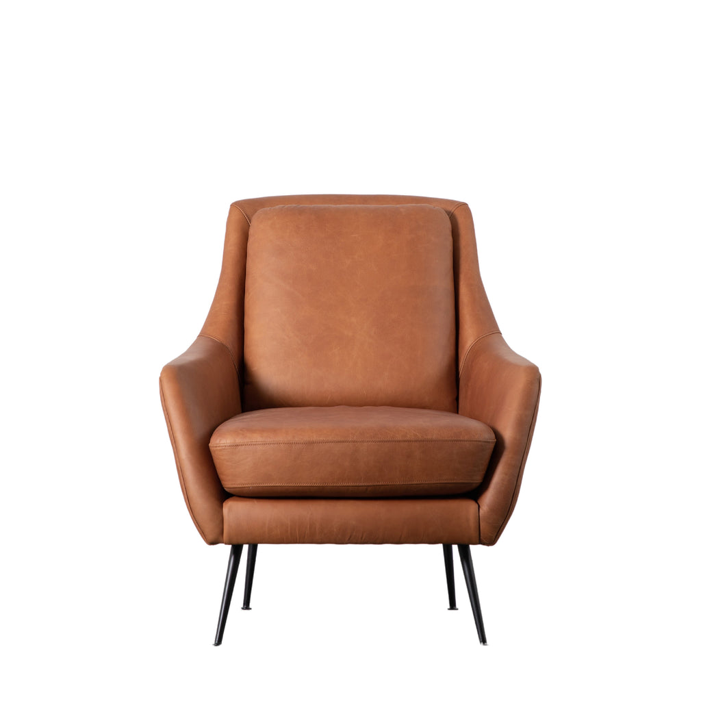 Gallery | Brompton Retro Leather Armchair - Brown – About Living