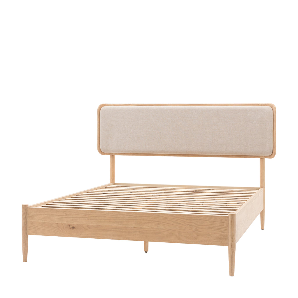 Gallery | Hatfield Fabric Bed Frame - Natural Oak – About Living