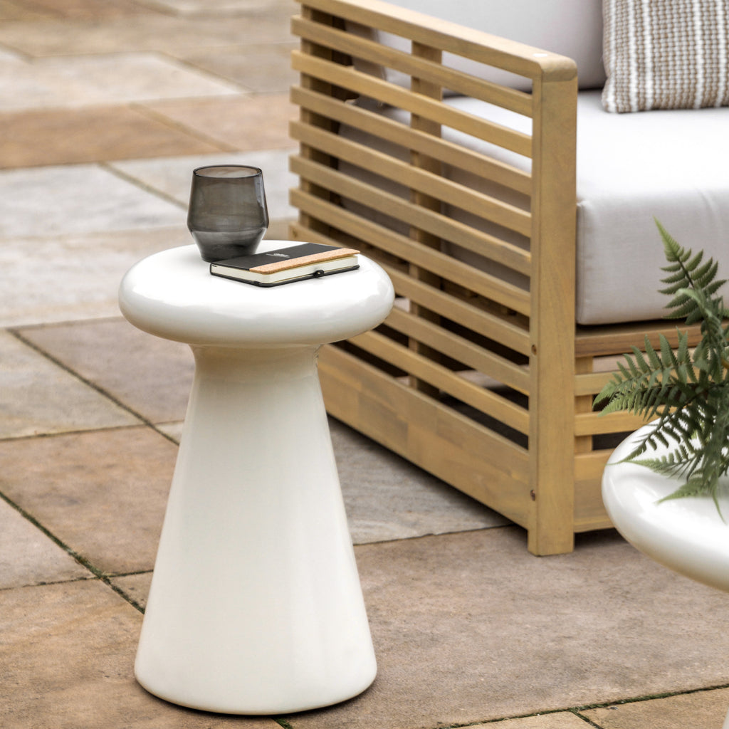 Gallery | Pavia Glossy Side Table - Cream – About Living