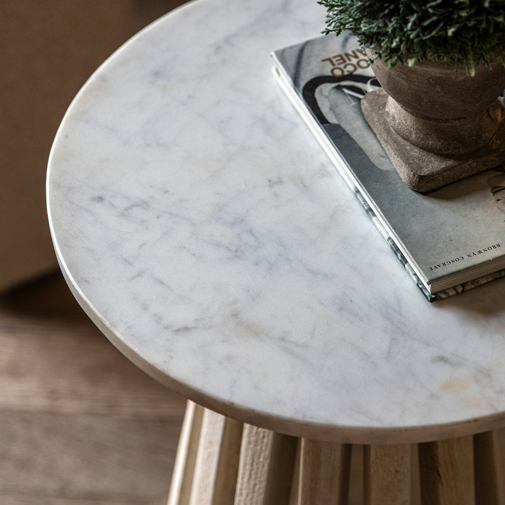 Designed by Gallery | Soho Round Marble Top Side Table - Natural Mango ...