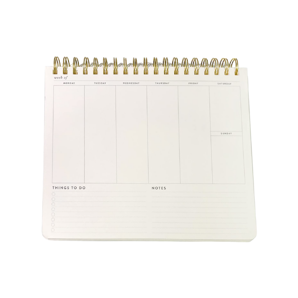 Eccolo | Spiral Undated Weekly Desk Planner - Black & Gold (10x8 ...