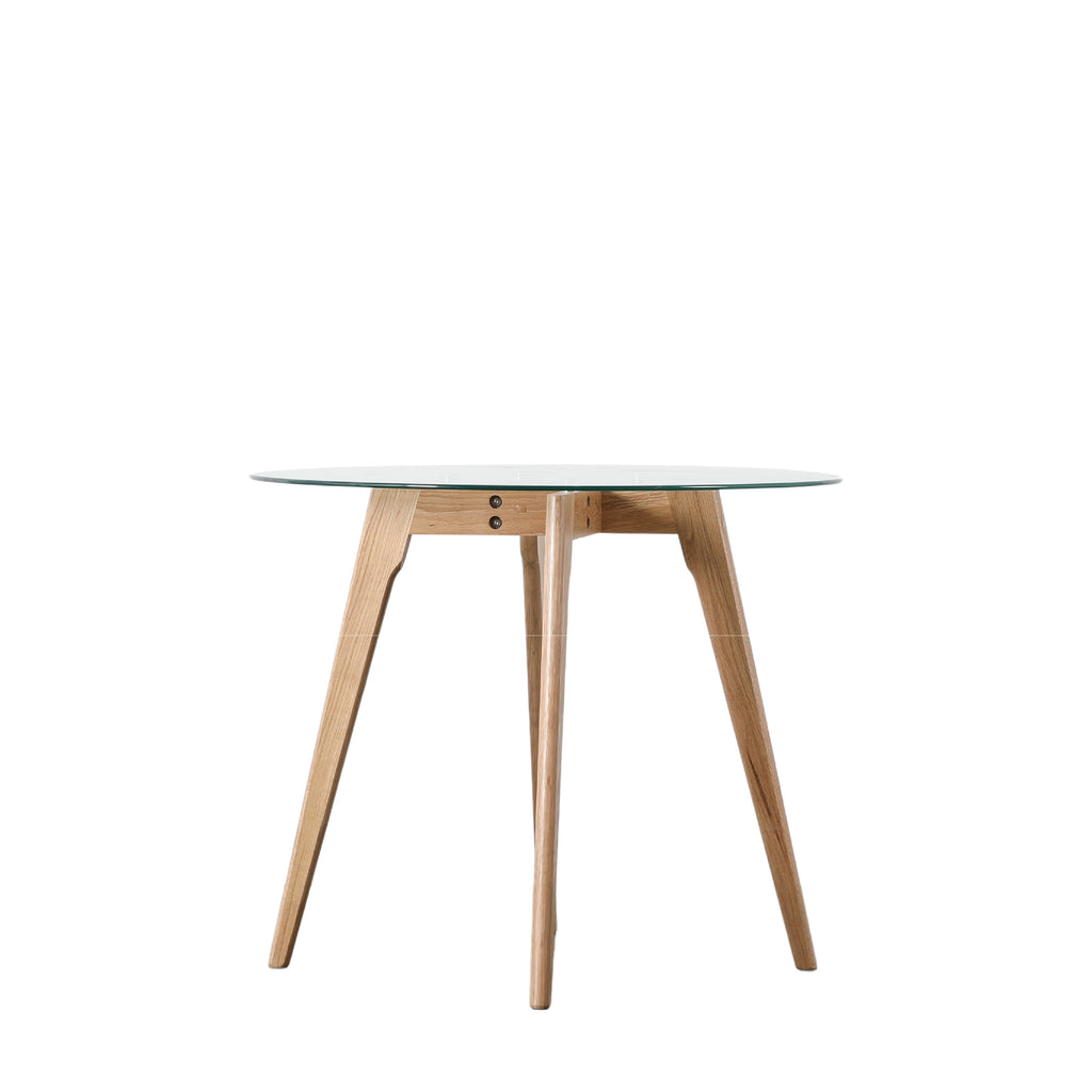Gallery | Blair Round Glass Dining Table - Natural Oak – About Living