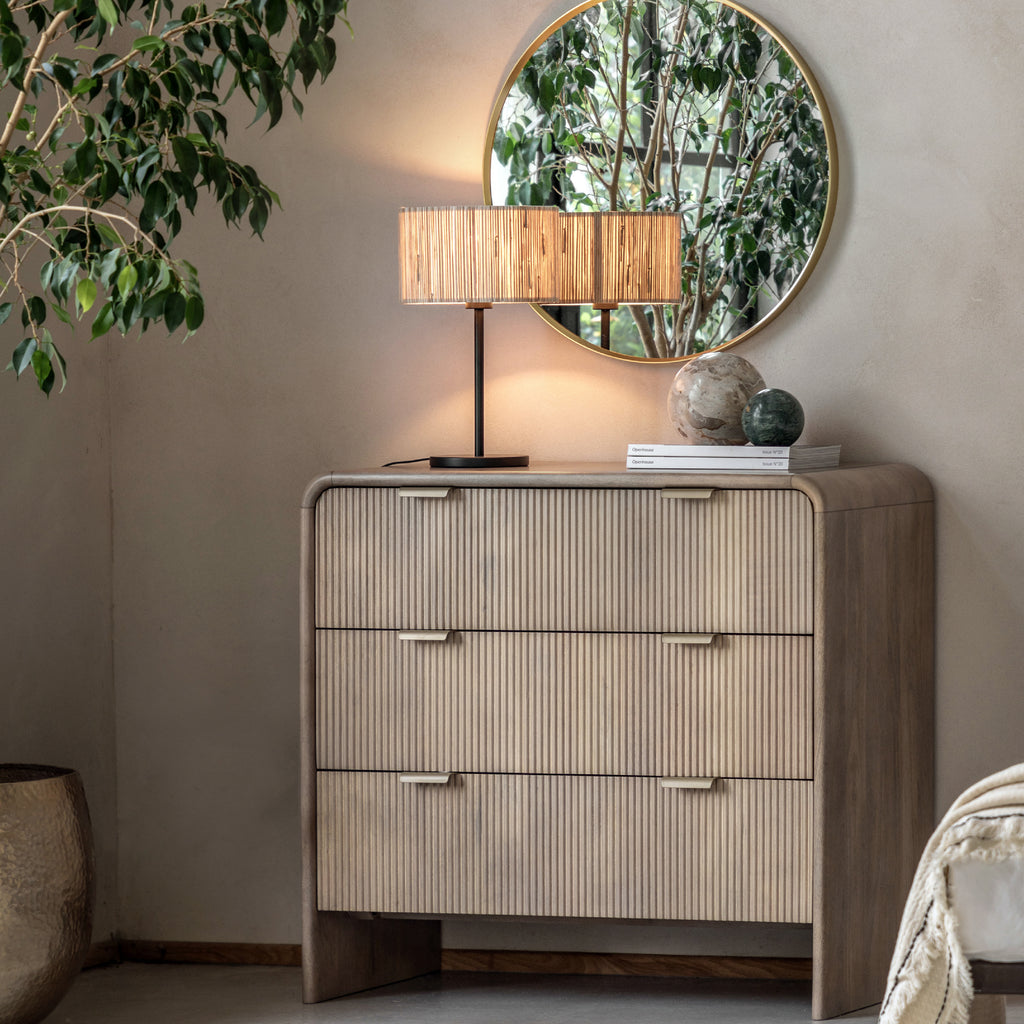 Gallery | Colonna Fluted 3 Drawer Chest - Mango Wood – About Living