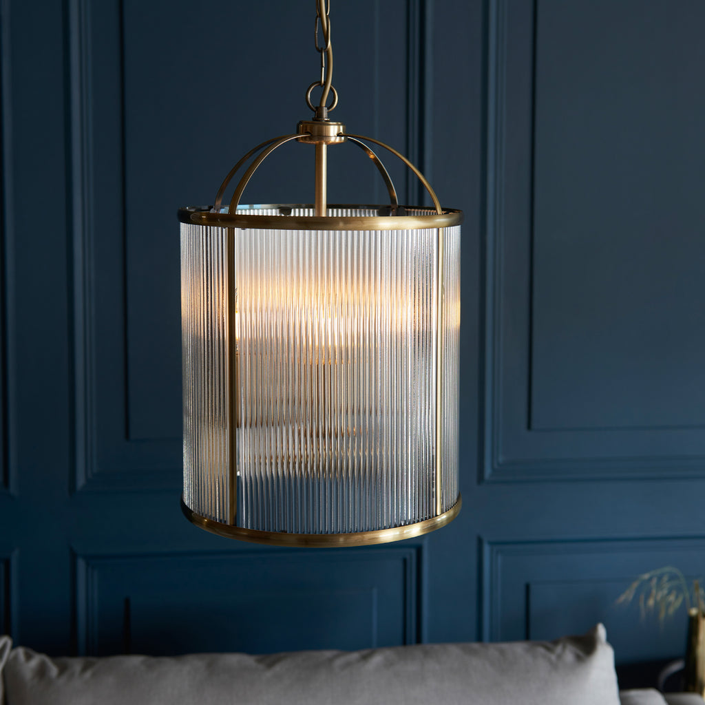 Gallery | Lambeth Ribbed Pendant Light - Antique Brass (Large) – About ...