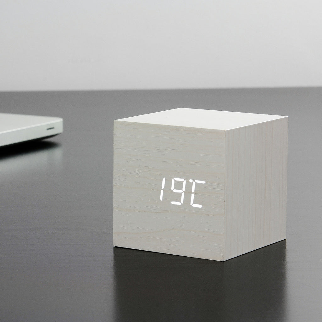 Gingko Design LED Cube Click Clock - White | About Living