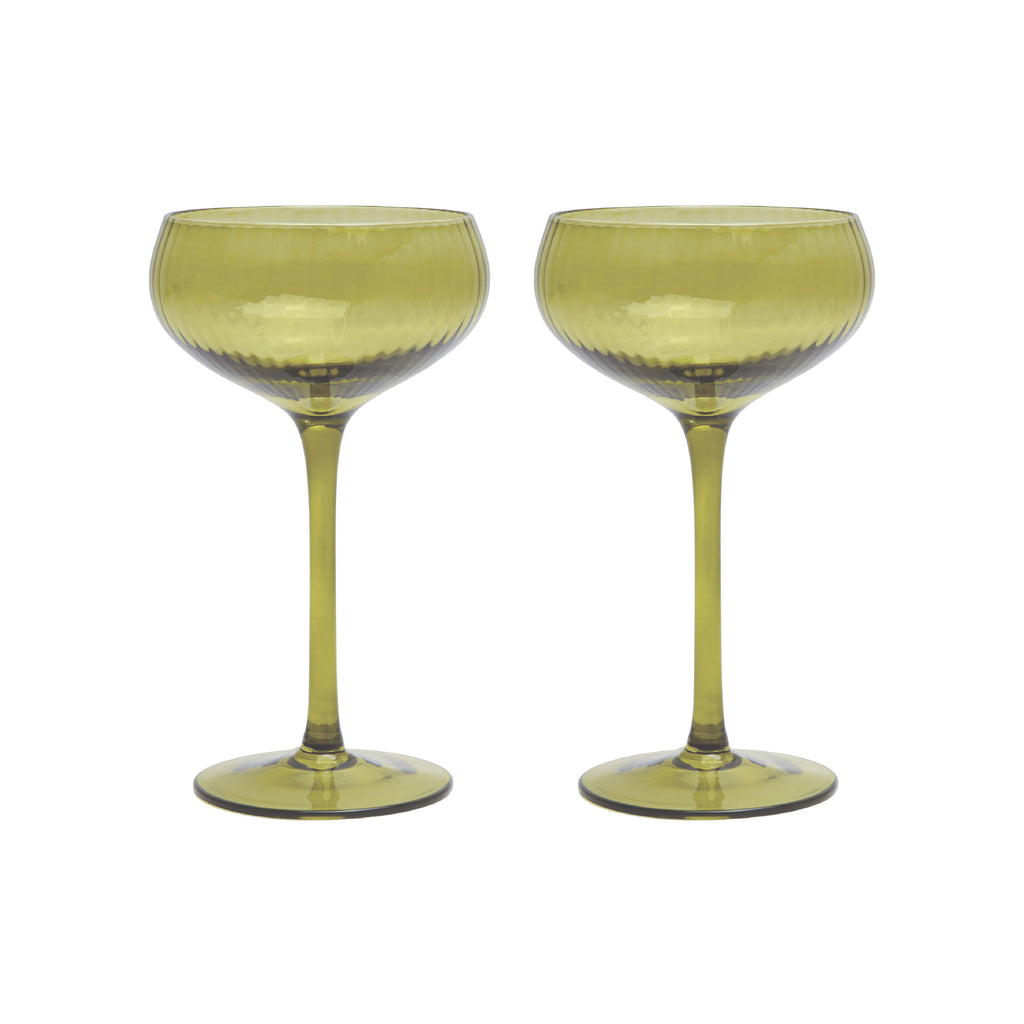 Here's How | The Lou Coupe Glasses - Olive (Set of 2) – About Living