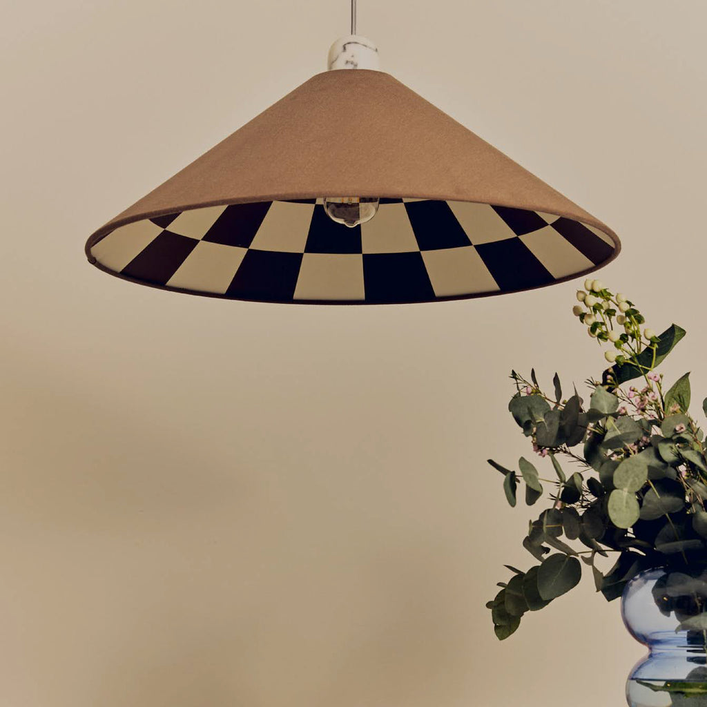 houseof | Checkered Cone Shade - Bark Brown (60cm) – About Living