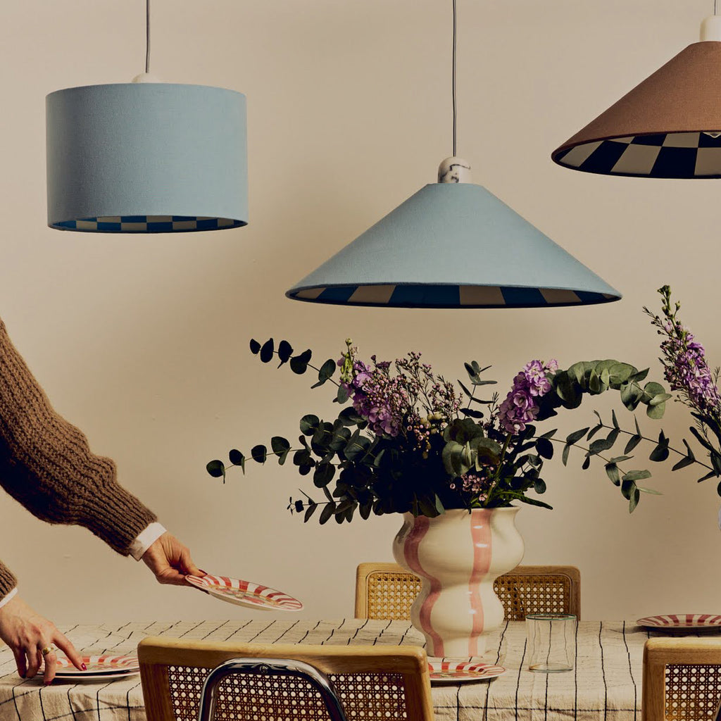 houseof | Checkered Cone Shade - Damson Blue (60cm) – About Living