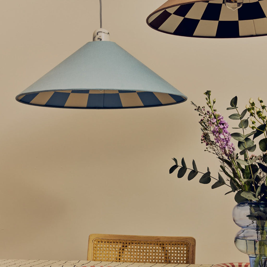 houseof | Checkered Cone Shade - Damson Blue (60cm) – About Living