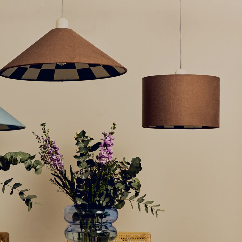 houseof | Checkered Drum Shade - Bark Brown (40cm) – About Living