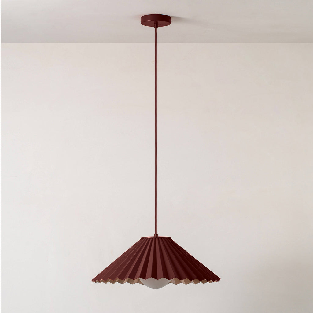 houseof x Emma Gurner | Large Pleat Ceiling Pendant Light - Burgundy ...