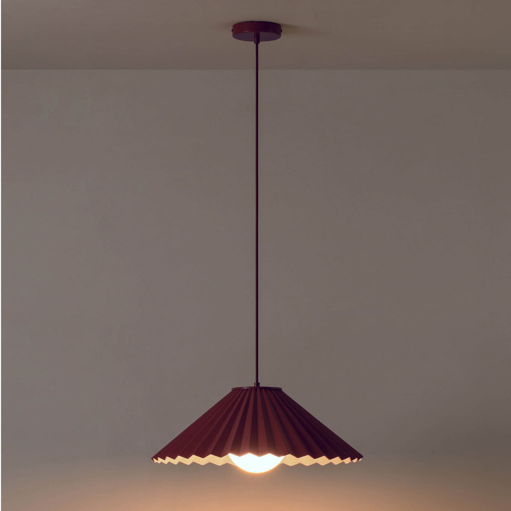 houseof x Emma Gurner | Large Pleat Ceiling Pendant Light - Burgundy ...