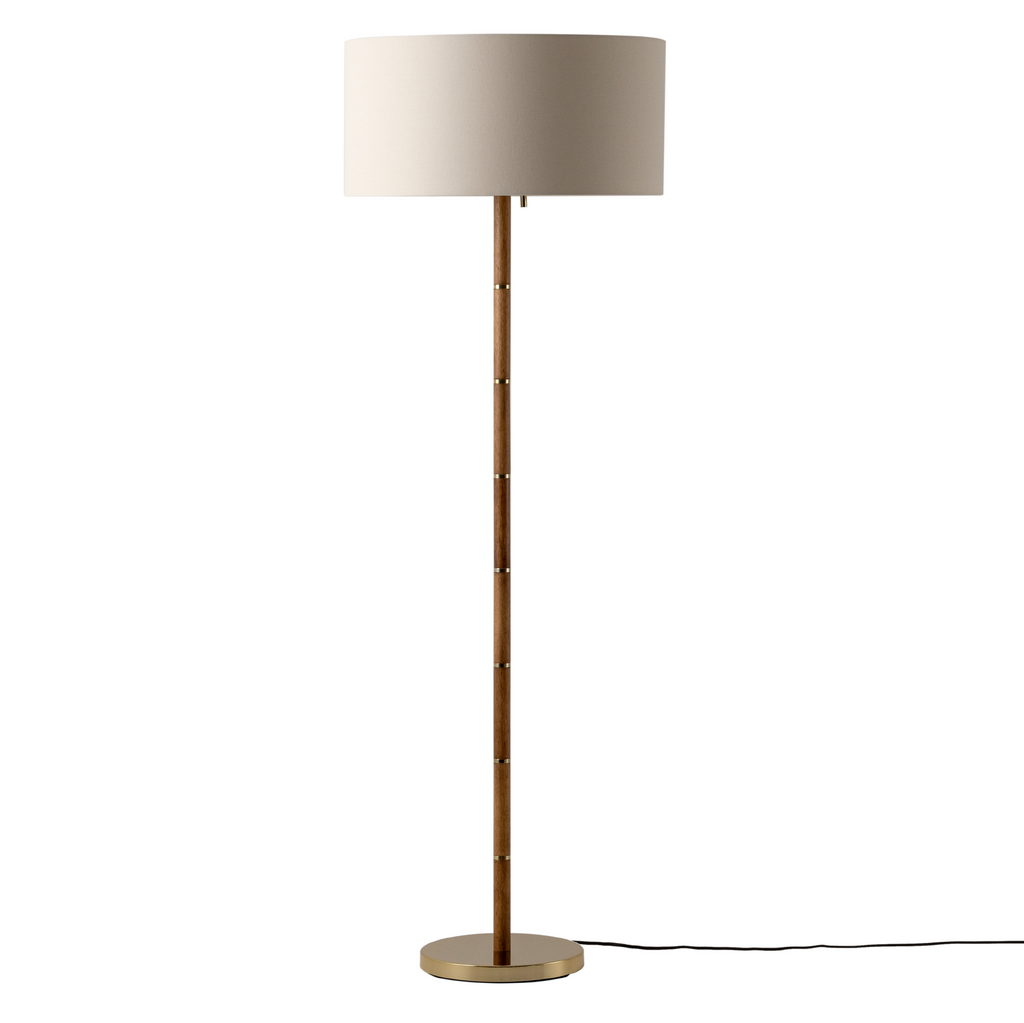 houseof | Wooden Disk Floor Lamp - Brass – About Living