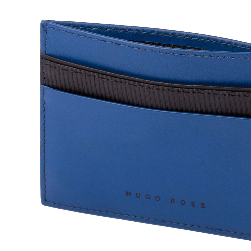 Hugo Boss Men's Leather Matrix Card Holder - Blue | About Living