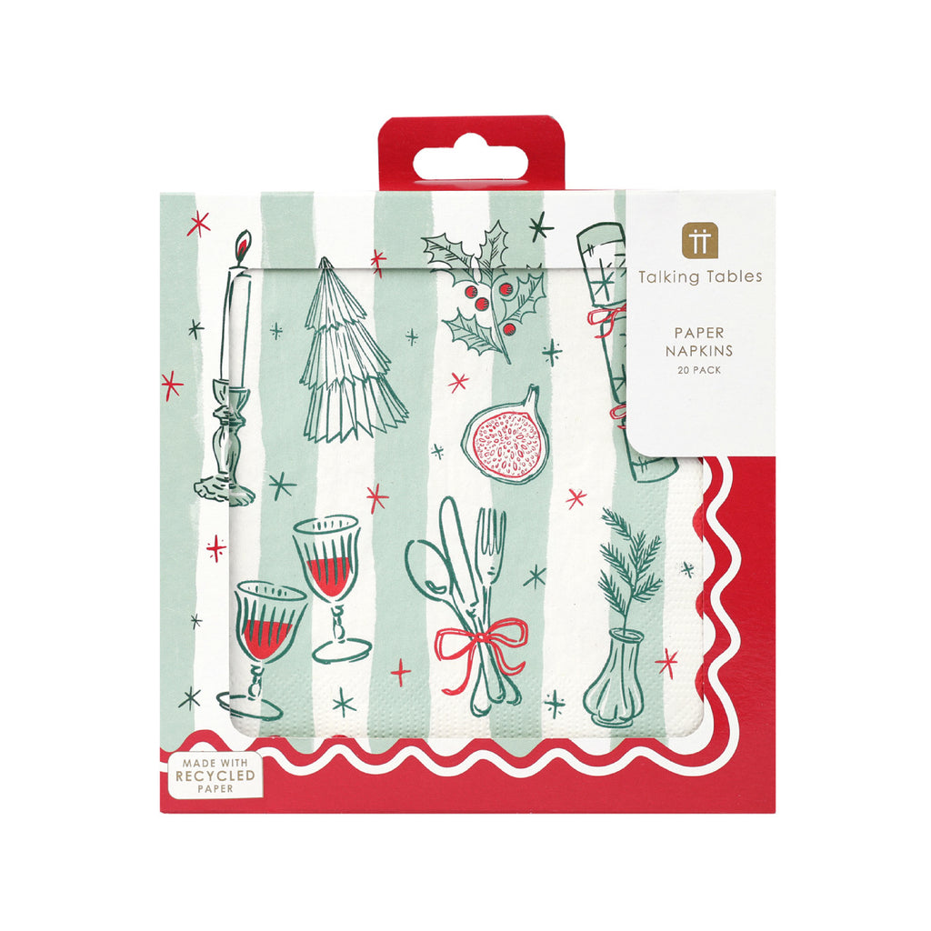 Talking Tables | Bon Noel Christmas Icons Napkins - Red, Green & White ...