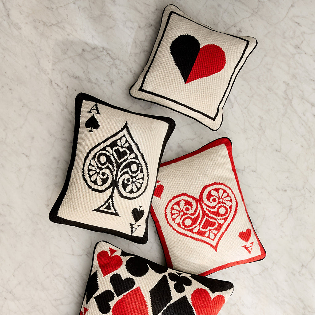 Jonathan Adler | Dealer's Choice Heart Needlepoint Cushion (30cm ...
