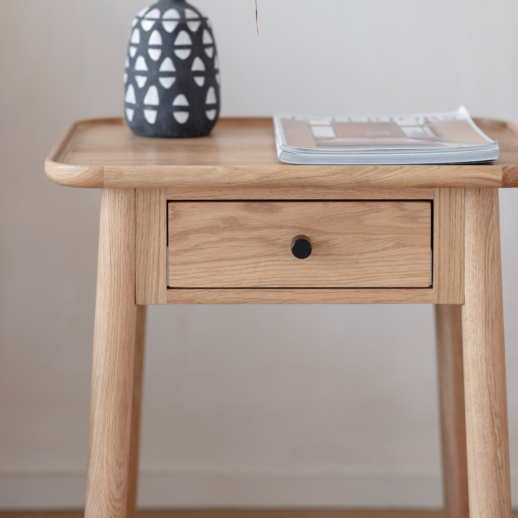 Gallery | Kingham 1 Drawer Oak Side Table - Natural – About Living