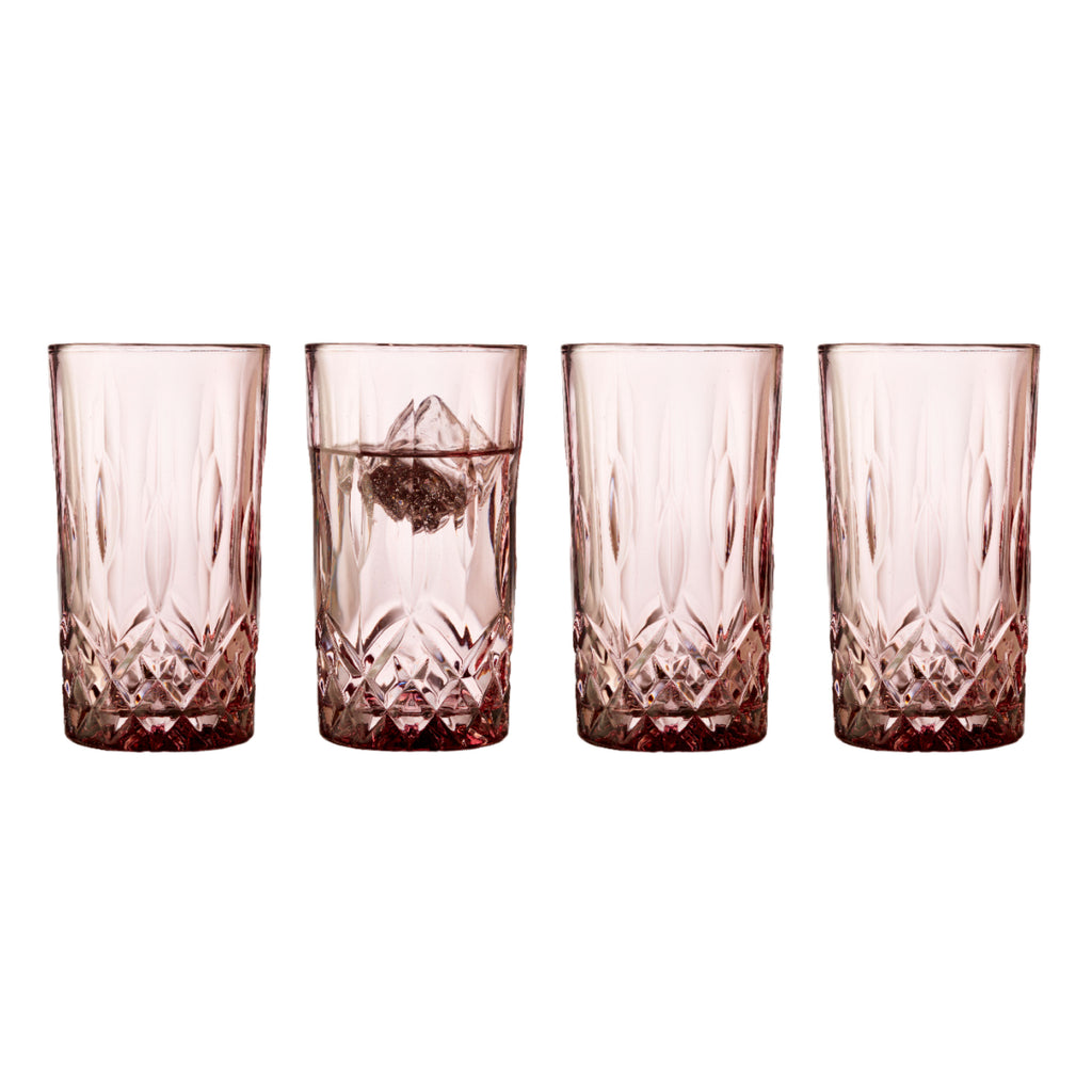 Lyngby Glass Set of 4 Sorrento Highball Glasses - Pink (38cl) | About ...
