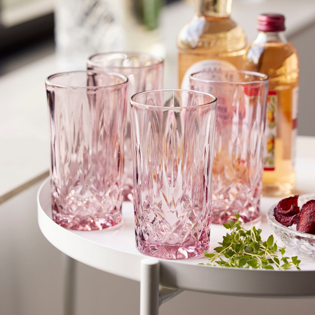 Lyngby Glass Set of 4 Sorrento Highball Glasses - Pink (38cl) | About ...