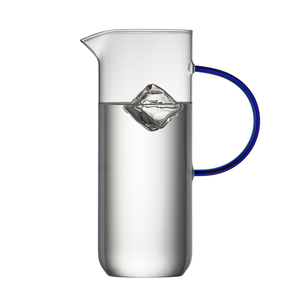 Lyngby Glass Torino Glass Jug - Clear/Blue (1.1L) | About Living