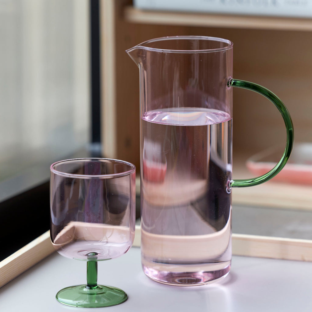 Lyngby Glass Torino Glass Jug - Pink/Green (1.1L) | About Living