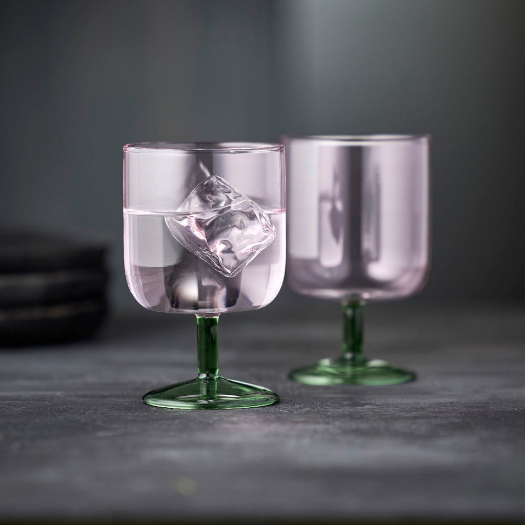 Lyngby Glass Torino Wine Glasses - Pink/Green (Set of 2) | About Living