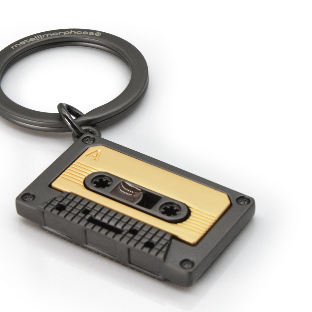 Buy Metalmorphose Grey & Gold Cassette Tape Keyring | About Living