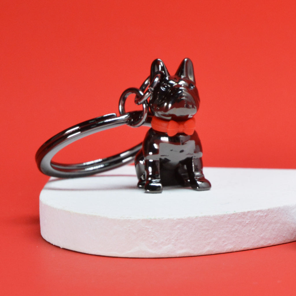 Metalmorphose | French Bulldog with Bow Tie Keyring - Black & Red ...
