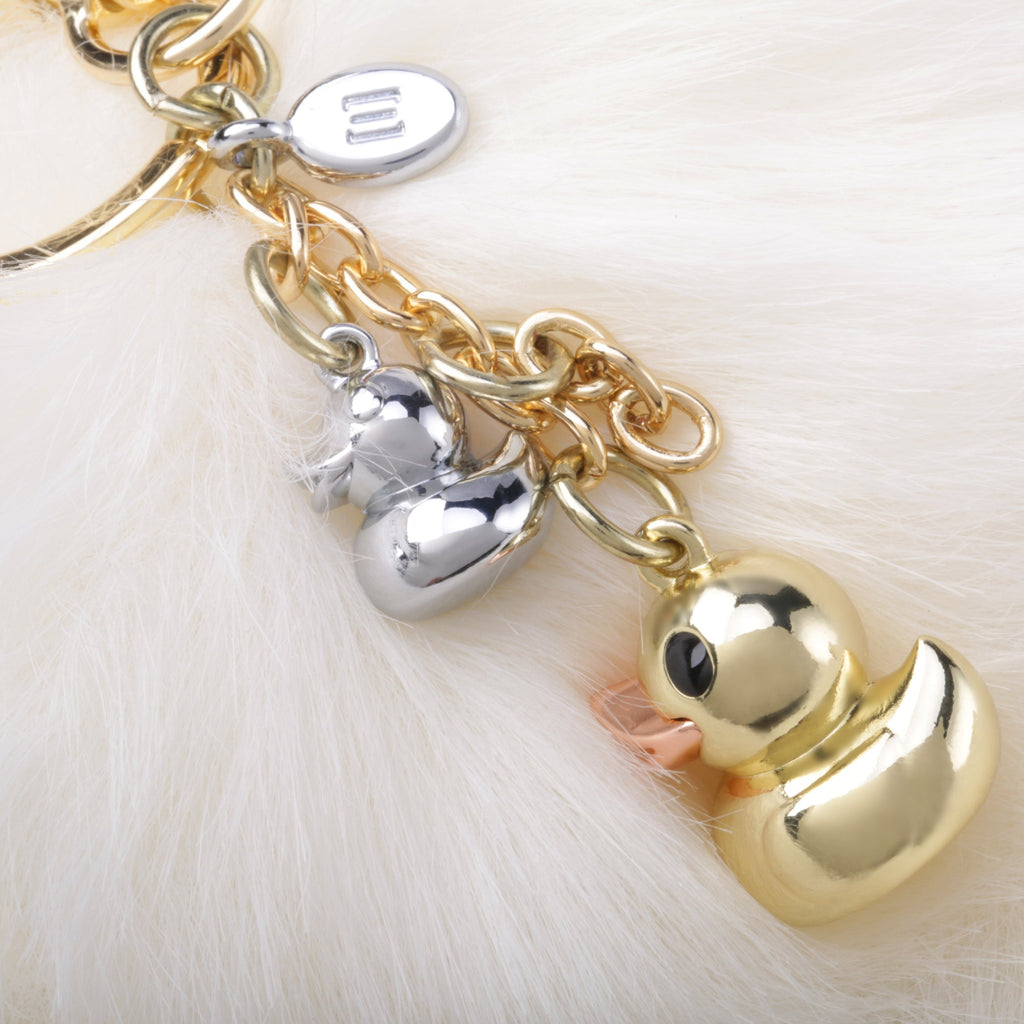Buy Metalmorphose Duck with Pom Pom Charm Keyring | Gold | About Living