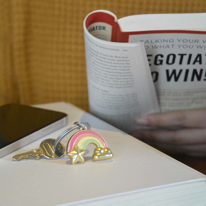 Buy Metalmorphose Rainbow with Cloud & Star Keyring | Pastel | About Living