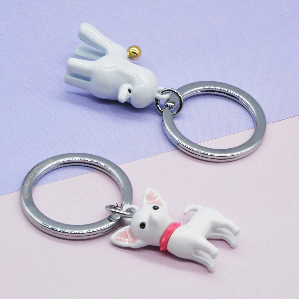 Buy Metalmorphose Chihuahua Keyring | White with Pink Collar | About Living