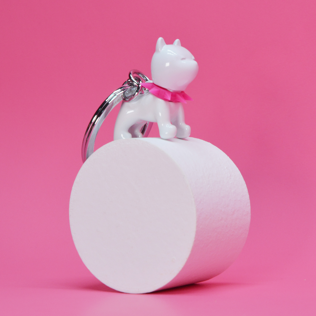 Buy Metalmorphose Bulldog Keyring | White & Pink | About Living