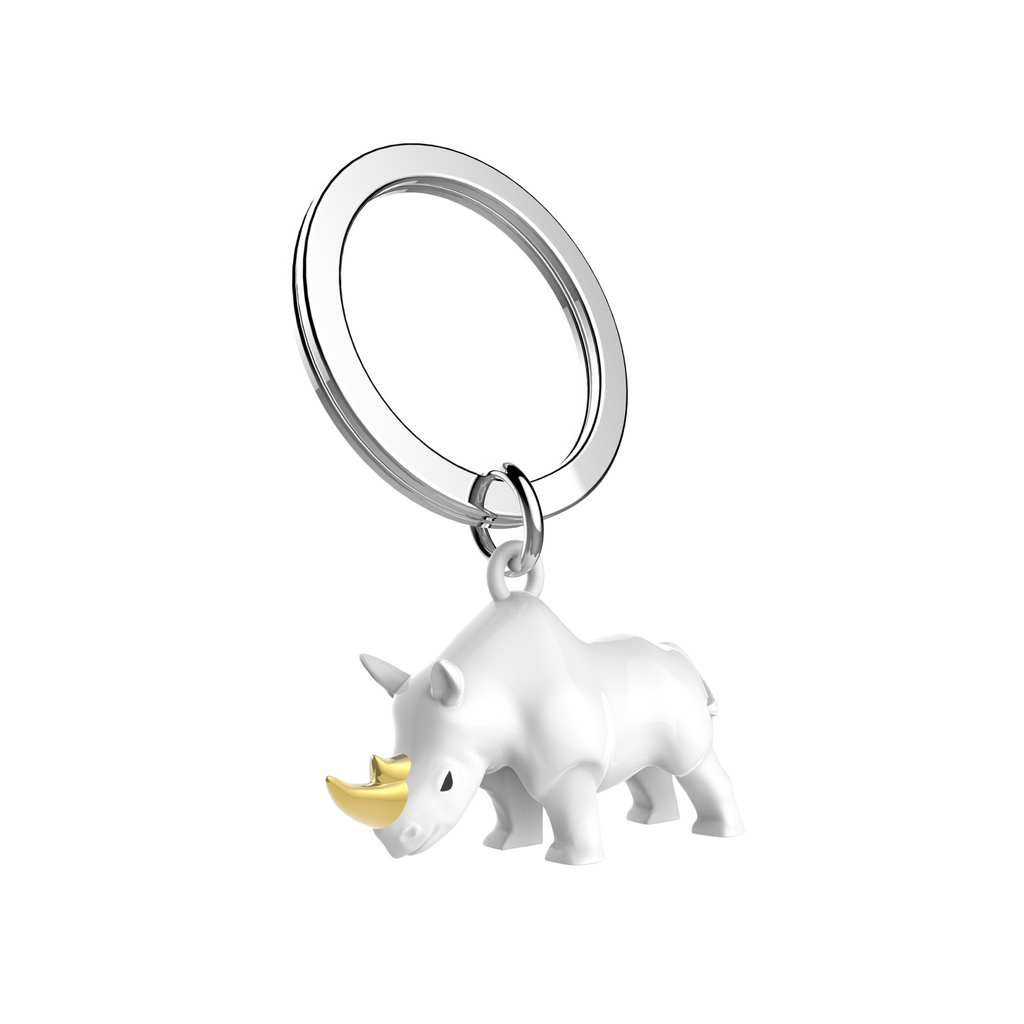 Buy Metalmorphose Rhino Keyring | White | About Living