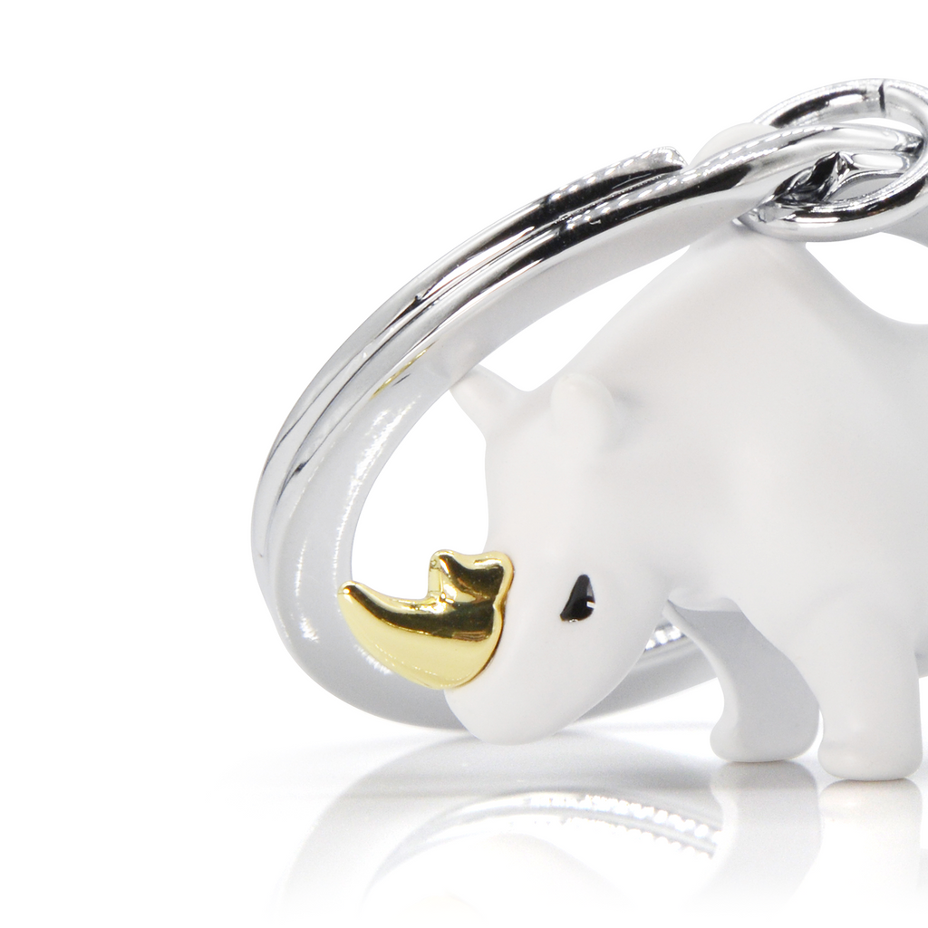 Buy Metalmorphose Rhino Keyring | White | About Living