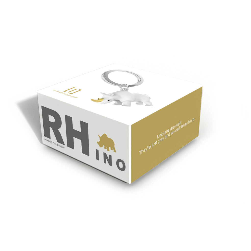 Buy Metalmorphose Rhino Keyring | White | About Living